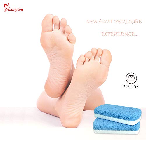 Maryton Pumice Stone for Feet, Double Sided Pedicure Tools Hard Skin 100 % Siliglass Callus Remover, Exfoliates Feet & Smooths Skin