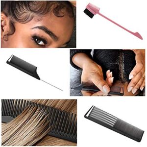 5 Pcs Detangling Hair Brush Set, Ez Detangler Brush With Edge Brush, Rat Tail Combs for Black Natural Hair Styling and Cuting, Curly/Straight/Wet/Dry/long/Short Hair Available for Women Kids Men