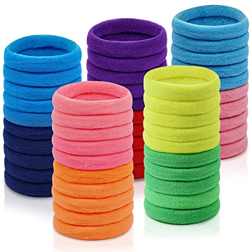 Hair Ties for Girls, IKOCO 50Pcs Seamless Hair Ties for Thick Hair, Hair Ties No Damage Ponytail Holders for Women Girls