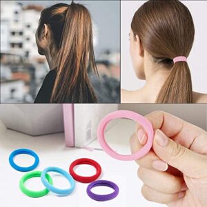 Hair Ties for Girls, IKOCO 50Pcs Seamless Hair Ties for Thick Hair, Hair Ties No Damage Ponytail Holders for Women Girls