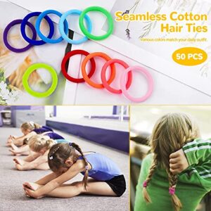 Hair Ties for Girls, IKOCO 50Pcs Seamless Hair Ties for Thick Hair, Hair Ties No Damage Ponytail Holders for Women Girls