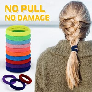 Hair Ties for Girls, IKOCO 50Pcs Seamless Hair Ties for Thick Hair, Hair Ties No Damage Ponytail Holders for Women Girls