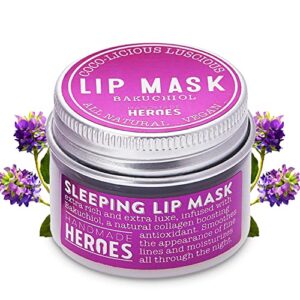 100% natural vegan sleeping lip mask by handmade heroes | bakuchiol natural lip plumper, overnight lip moisturizer and conditioner for dry lips | intensive lip butter, lip collagen and lip therapy skin care (bakuchiol – collagen boosting)