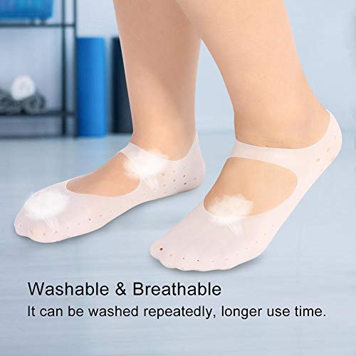 Silicone Sock, 1pair Crack-Proof Moisturizing Socks Protector Foot Care Tool Prevention Socks for Women with Breathable Hole for Dry Cracked Heel(L-02#)