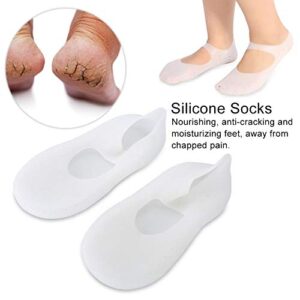 Silicone Sock, 1pair Crack-Proof Moisturizing Socks Protector Foot Care Tool Prevention Socks for Women with Breathable Hole for Dry Cracked Heel(L-02#)