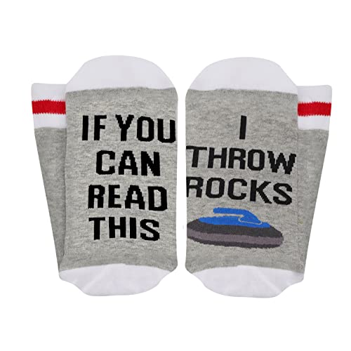 TSOTMO Curling Socks Ice Curling Gift for Rock Curlers I Throw Rocks Socks Curling Coach Player Gift Curling Sports Gift For Curling Fans (THROW ROCKS)