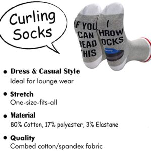 TSOTMO Curling Socks Ice Curling Gift for Rock Curlers I Throw Rocks Socks Curling Coach Player Gift Curling Sports Gift For Curling Fans (THROW ROCKS)