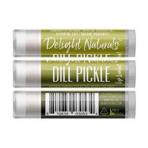 Delight Naturals Weird Flavor Fun Lip Balm Set - 3 Funny Novelty Lip Balm Flavors - Dill Pickle, Pizza, and Bacon