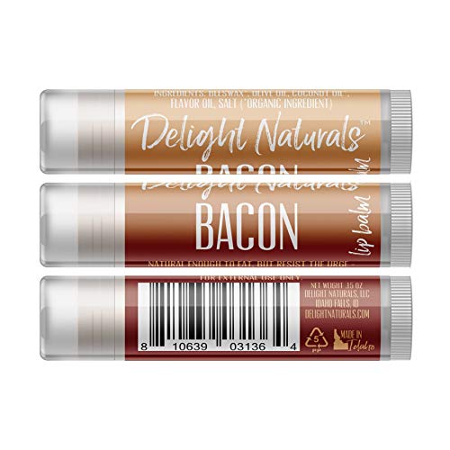 Delight Naturals Weird Flavor Fun Lip Balm Set - 3 Funny Novelty Lip Balm Flavors - Dill Pickle, Pizza, and Bacon