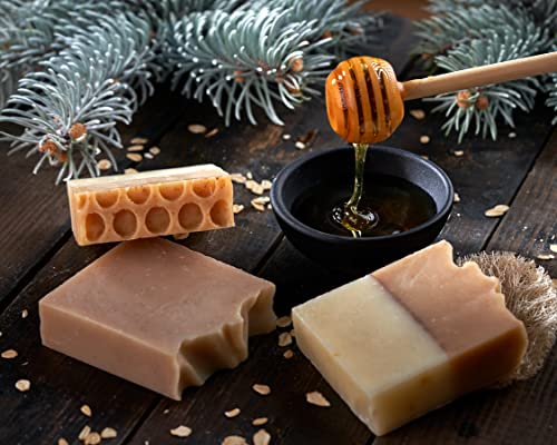 Fat Owl Products Handmade Natural Soap Bars - Palm Oil Free, Organic Bar Soap for Men and Women - Cold Pressed, Fragrance Free 3.5 oz Body Soap Bars (Honey & Oatmeal)