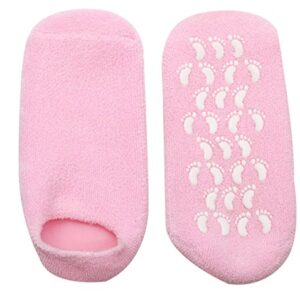 NENB Moisturizing Socks with Spa Quality Gel for Dry Cracked Heels and Toes Get Itchy Feet Relief With an Overnight Treatment of Soothing Lavender and Essential Oils (Pink Color with Floor Grips)