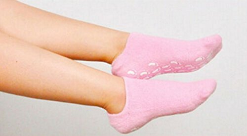 NENB Moisturizing Socks with Spa Quality Gel for Dry Cracked Heels and Toes Get Itchy Feet Relief With an Overnight Treatment of Soothing Lavender and Essential Oils (Pink Color with Floor Grips)