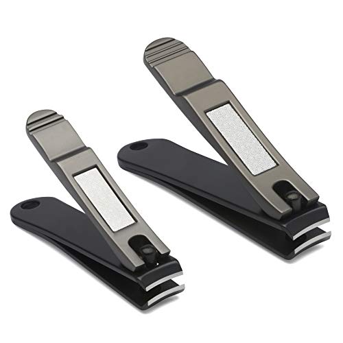 Nail Clippers Set for Men and Women, KLIPP Arched Zinc Alloy Nail Trimmers with Built In Fingernail Files on Non-Slip Levers – Trim and Shape Finger and Toe Nails with Travel Nail Care Kit