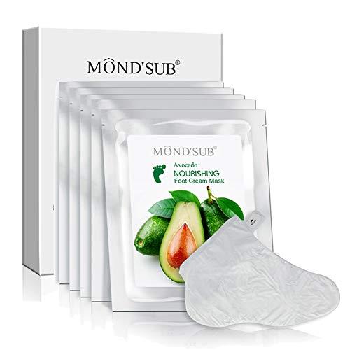 [5 Pairs] MOND'SUB Moisturizing Feet Masks & Avocado Oil Moisturizing Organic - Baby Feet Hydrating Mask for Dry Skin - Instantly Healing Dry Cracked Feet With Natural Oil