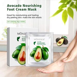 [5 Pairs] MOND'SUB Moisturizing Feet Masks & Avocado Oil Moisturizing Organic - Baby Feet Hydrating Mask for Dry Skin - Instantly Healing Dry Cracked Feet With Natural Oil