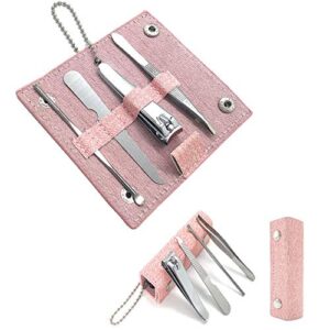 manicure kit, mini manicure set,travel manicure set,nail clippers for women,travel nail kit,nail clipper set,professional fingernail and toenail clipper set,travel manicure grooming kit gift (pink)