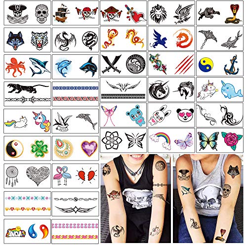 Yazhiji 36 Sheets Temporary Tattoos for Kids Boys Girls Adults Great Party Favors and Decorations