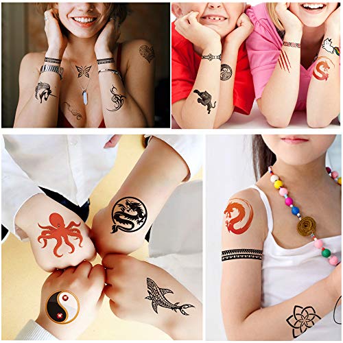 Yazhiji 36 Sheets Temporary Tattoos for Kids Boys Girls Adults Great Party Favors and Decorations