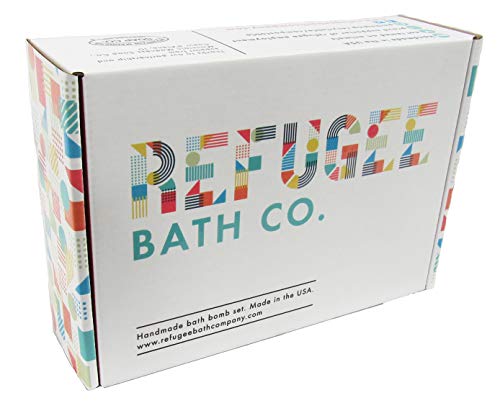 Refugee Bath Co. Variety Pack Bath Bombs Tea Tree and Eucalyptus Essential Oils Cocoa Butter Support Refugee Employment in USA (12 Pack)