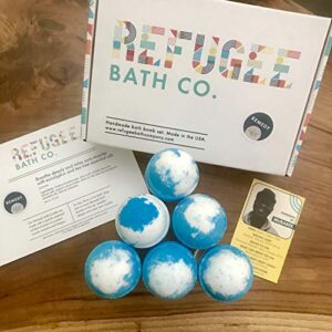 Refugee Bath Co. Variety Pack Bath Bombs Tea Tree and Eucalyptus Essential Oils Cocoa Butter Support Refugee Employment in USA (12 Pack)