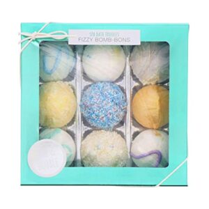 fizz & bubble bath truffles with vitamin e, avocado oil, epsom salt, witch hazel & more – bath bomb set – 9 truffles – spa