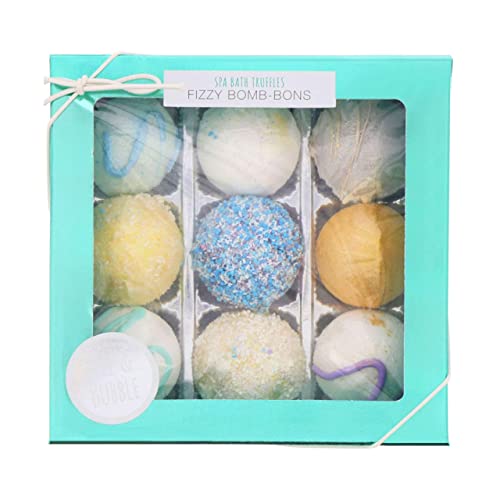 Fizz & Bubble Bath Truffles with Vitamin E, Avocado Oil, Epsom Salt, Witch Hazel & More - Bath Bomb Set - 9 Truffles - Spa