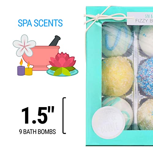 Fizz & Bubble Bath Truffles with Vitamin E, Avocado Oil, Epsom Salt, Witch Hazel & More - Bath Bomb Set - 9 Truffles - Spa