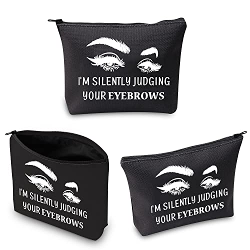 BDPWSS Esthetician Makeup Bag Makeup Artist Gift I'm Silently Judging Your Eyebrows Funny Gift For Beautician Cosmetologist Beauty Stylist Gift (judging your eyebrows bl)