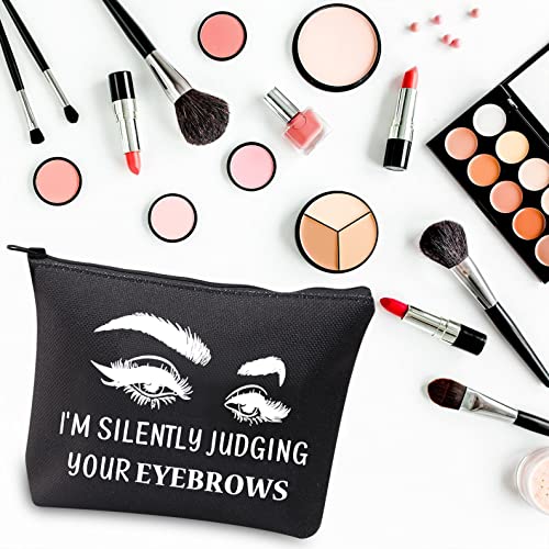 BDPWSS Esthetician Makeup Bag Makeup Artist Gift I'm Silently Judging Your Eyebrows Funny Gift For Beautician Cosmetologist Beauty Stylist Gift (judging your eyebrows bl)