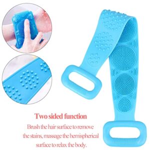 INGVY Dry Brushing Body Brush Silicone Bath Towel, Bath Brush, Long Strip Massage, Back rubbing, rubbing mud, Bath with a Bath Artifact (Color : Blue)