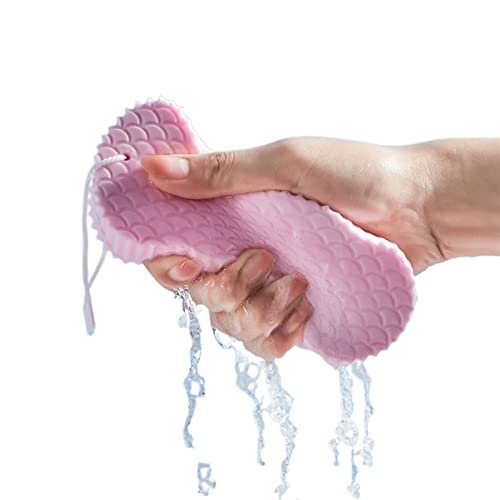 INGVY Dry Brushing Body Brush Soft Sponge Body Scrubber Adults Bath Exfoliating Scrub Sponge Skin Cleaner Dead Skin Remover Tool (Color : Pink)