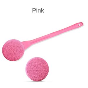 INGVY Dry Brushing Body Brush Long Handled Lotion Oil Cream Applicator Head Body Leg Back Bath Brush Scrub Massager Shower Rubbing Brush Bath Supplies Tools (Color : Pink)