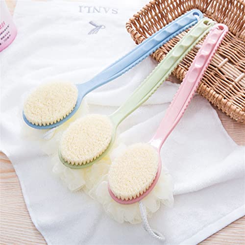 INGVY Dry Brushing Body Brush 3 Colors Double-Sided Bath Brush Bath Ball with Long-Handled Multifunctional Shower Brush Back Body Rubbing Exfoliating Brush (Size : Pink)