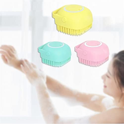 INGVY Dry Brushing Body Brush Bath Brush with Hook Soft Silicone Foot Brush Cleaning Mud Dirt Remover Massage Back Scrub Showers Bubble Non-Toxic Brushes (Color : Yellow)