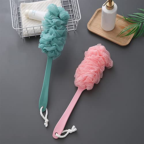 INGVY Dry Brushing Body Brush Long Handle Hanging Soft Mesh Back Body Bath Shower Scrubber Brush Sponge for Bathroom Shower Brush (Size : Green)