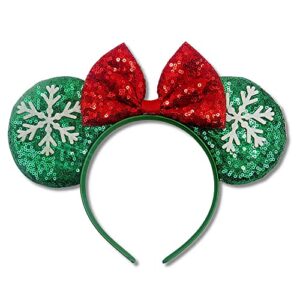 needzo christmas headbands, festive holiday hair accessory for women or girls, one size fits most (mouse ears)