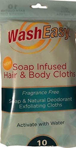 WASHEASY No Scent Hunting Wipes Soap Infused Hair and Body Cloths 10 pack Sheet Camping RV College Home Hunting Anywhere Use