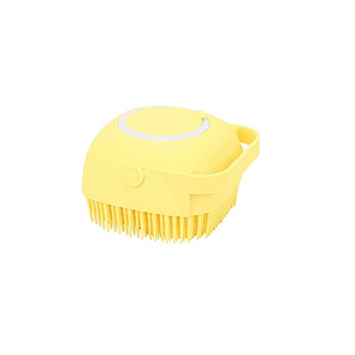 INGVY Dry Brushing Body Brush 2-in-1 Soft Silicone Bath Brush Body Exfoliator Massage Cleaner Comb Dispenser Scrubber Distributes Soap (Size : Yellow)