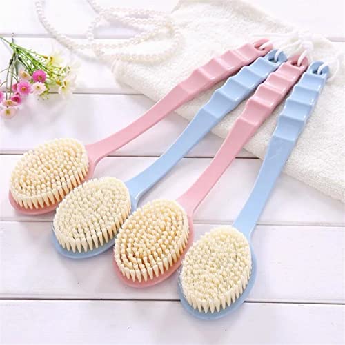 INGVY Dry Brushing Body Brush Long Handle Bath Brush Soft Bath Brush Shower Exfoliating Exfoliating Skin Massage Brush Cleaning Bathroom Accessories (Color : Pink)