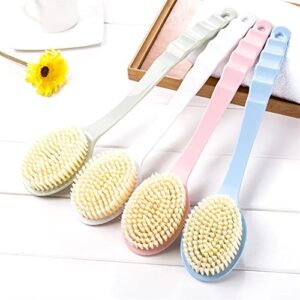 INGVY Dry Brushing Body Brush Long Handle Bath Brush Soft Bath Brush Shower Exfoliating Exfoliating Skin Massage Brush Cleaning Bathroom Accessories (Color : Pink)