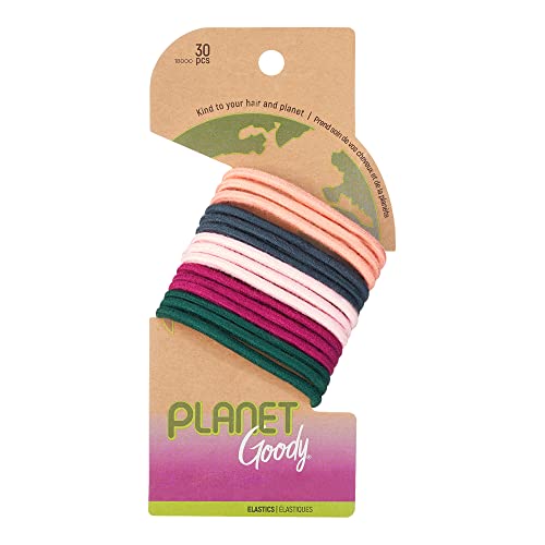 Goody Planet Goody Ouchless Elastic Thick Hair Tie - 30 Count, Mixed- Medium Hair to Thick Hair - Bamboo Elastic and Eco-Friendly Fabric Hair Accessories for Women and Girls