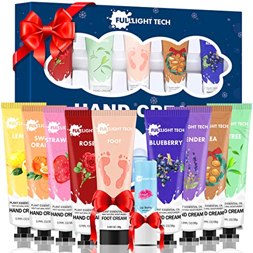 Hand Cream Gift Set 10 Packs w/Foot Cream & Lip Balm Moisturizing Hand Lotion w/Shea Butter for Dry Cracked Hands Skin,Unique Christmas Stocking Stuffers Gift for Women Wife Mom Her Grandma