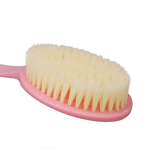 INGVY Dry Brushing Body Brush Long Handle Bath Massage Brushes Bathroom Back Brush Shower Rubbing Soft Hair Bath Brush Body (Color : Pink)