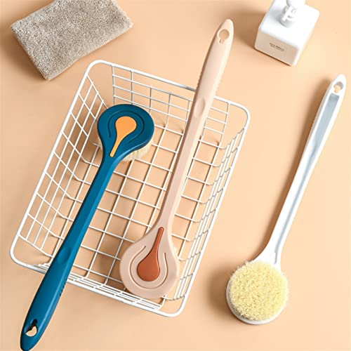 INGVY Dry Brushing Body Brush Long Handle Bath Brush Exfoliating Scrub Body Scrubber Back Massager Shower Sponge Exfoliator Cleaning Tools Bathing Accessories (Color : Blue)