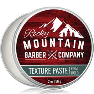 rocky mountain barber company hair paste for men – hair styling paste with pliable light-firm hold for all hair styles, shine-free matte finish – easy to wash out – 2oz