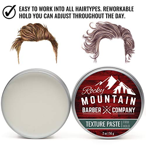 Rocky Mountain Barber Company Hair Paste for Men - Hair Styling Paste with Pliable Light-Firm Hold for All Hair Styles, Shine-Free Matte Finish - Easy to Wash Out – 2oz