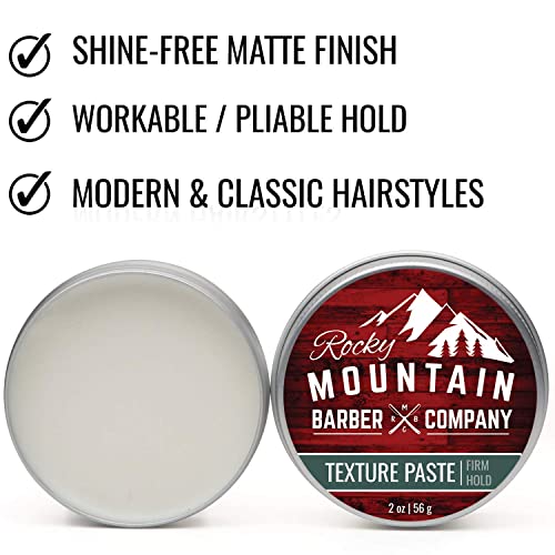 Rocky Mountain Barber Company Hair Paste for Men - Hair Styling Paste with Pliable Light-Firm Hold for All Hair Styles, Shine-Free Matte Finish - Easy to Wash Out – 2oz