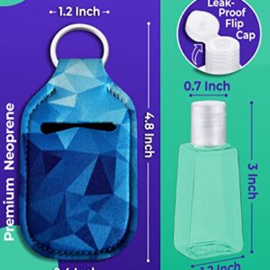 Hand Sanitizer Keychain Holder Reusable Empty Travel Size Leak-Proof Bottle with 2 No-Touch Door Opener with Stylus 30 ML Flip Cap Refillable Containers with Keychain for Soap and Lotion