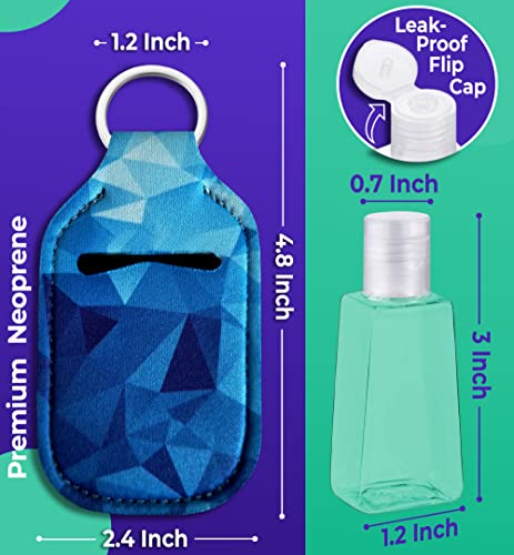 Hand Sanitizer Keychain Holder Reusable Empty Travel Size Leak-Proof Bottle with 2 No-Touch Door Opener with Stylus 30 ML Flip Cap Refillable Containers with Keychain for Soap and Lotion