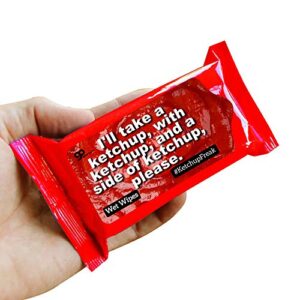 Ketchup Lovers Wipes - Funny Ketchup Gifts - Novelty Moist Towelettes for Ketchup Freaks - Disposable - Gag Gifts for Men - Ketchup Merchandise - Travel Size